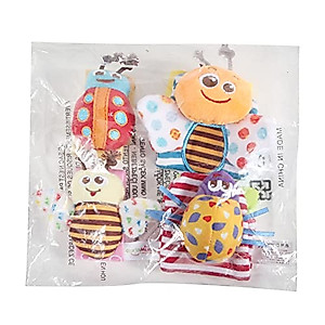 PHREKUDA Sock & Wrist Rattles Toy Set for Babies, Plush Stuffed Rattles for Baby, Rattles for Babies, Rattle for Baby, Newborn Gifts for Boys Girls Infant (4 in 1)