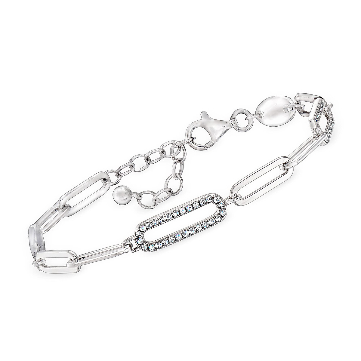 Ross-Simons Charles Garnier .75 ct. t.w. CZ Paper Clip Link Bracelet in Sterling Silver. 7 inches