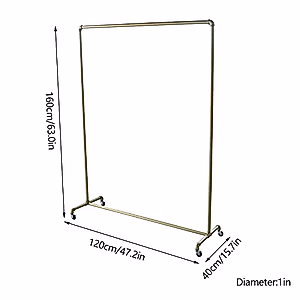 LOYALHEARTDY Industrial Pipe Clothing Rack Vintage Commercial Grade Pipe Clothes Racks Rolling Rack for Hanging Clothes Retail Display Heavy Duty Metal Garment Racks 47" Wx63 Tx16 D