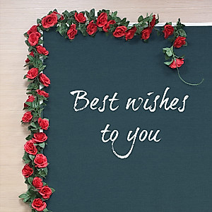 Yebazy 2PCS(15FT) Rose Garland Red Roses Vine Artificial Flowers Plants for Hotel Wedding Home Party Garden Craft Art Decor (Red)