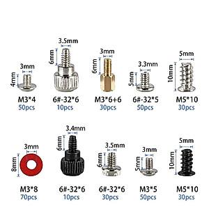 Wshao store 360PCS Personal Computer Screw,Pc Case Screws,Motherboard Standoffs for Hard Drive Pc Case Motherboard Fan Power Graphic (Color : Photo Color)