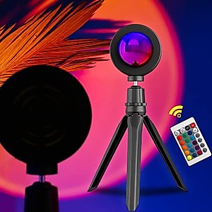 Sunset Lamp Projector for Room, Sunset Light Projector with 24Keys Remote 16 Multiple Colors | RGB LED Multicolor TIK Tok Adjustable Sunset lamp USB Port-- Different Color Changing & Fade Mode
