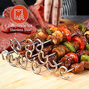 Air Fryer Skewer Stand Rack Compatible with Ninja Foodi Air Fryer DZ201, DZ401, Stainless Steel Skewers Rack Holder with Silicone Mat for 8 Qt Air Fryer Accessories, Skewer Accessory for Kabobs