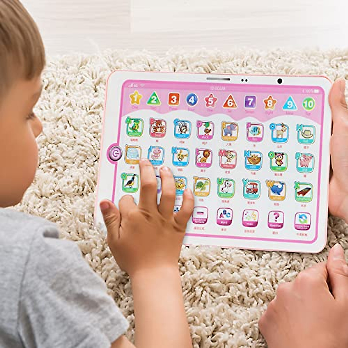 High Definition Pattern Kids Tablet Boys Learning Tablet Pc, Numbers, Math, Early Development Interactive Electronic Toy Baby Toys for Boys and Girls