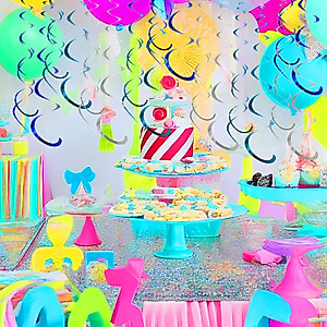 36 Pcs Hanging Swirl Party Decorations Blue and White Ceiling Streamers Party Decorations, Spiral Ceiling Hanging Decor for Birthday Wedding Baby Shower Graduation Celebration Party Supplies(Blue)