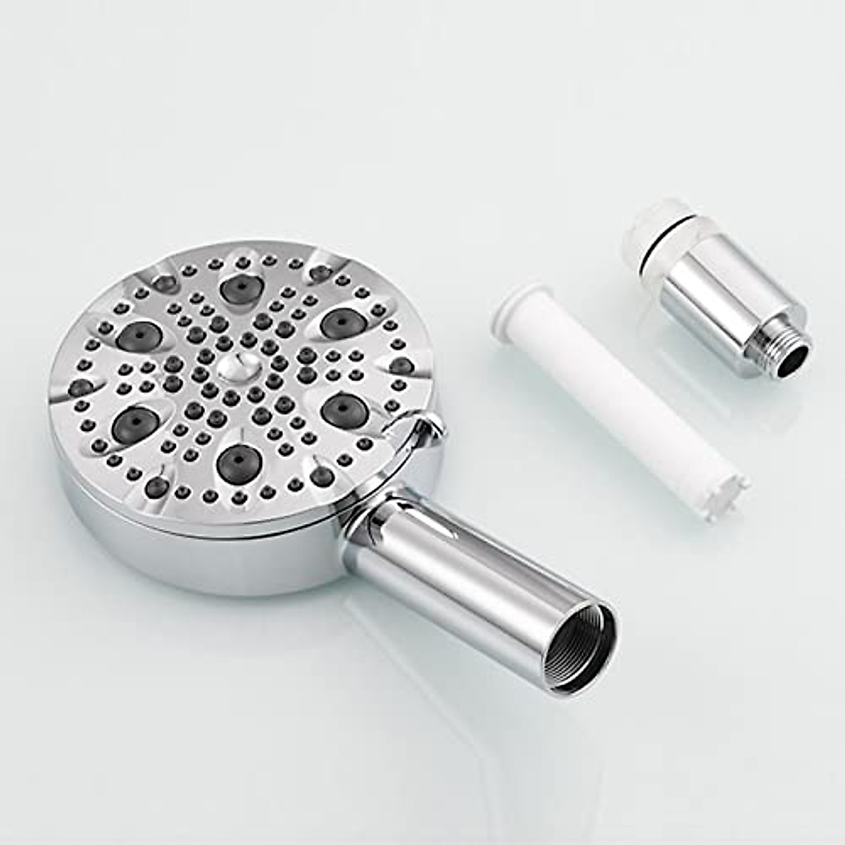 Yalsfowe High Pressure Handheld Shower Head, 9-Setting Showerhead with Filter, Detachable Showerhead Set with Hose, Bracket, Massage Shower Head, Hand Shower Set,Chrome