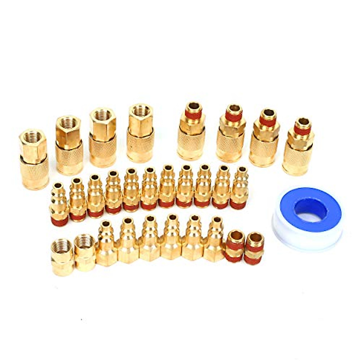 FYPower 30 Pieces 1/4" NPT Air Coupler and Plug Kit, Quick Connect Air Fittings, Industrial Solid Brass Quick Connect, Connector Set