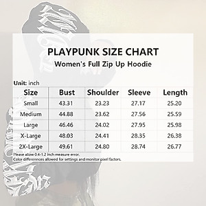 PLAYPUNK Women Zip Up Hoodie Y2k Letter Graphic Print Rhinestone Oversized Hoodies Gothic Jacket Vintage Streetwear (Blue, M)