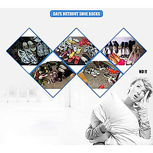 Fdit Shoe Rack Organizer Storage Bench Plastic & Aluminum Metal Standing Shoe Rack DIY Shoes Storage Shelf Home Organizer Organize Your Closet Cabinet Entryway No Tools Required(501958CM)