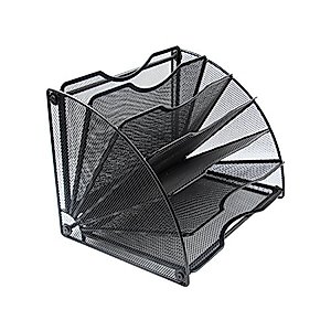 EasyPAG Desk File Organizer 6 Compartment Fan-Shaped Filing Paper Holder Letters Tray Desk Organizers and Accessories ,Black