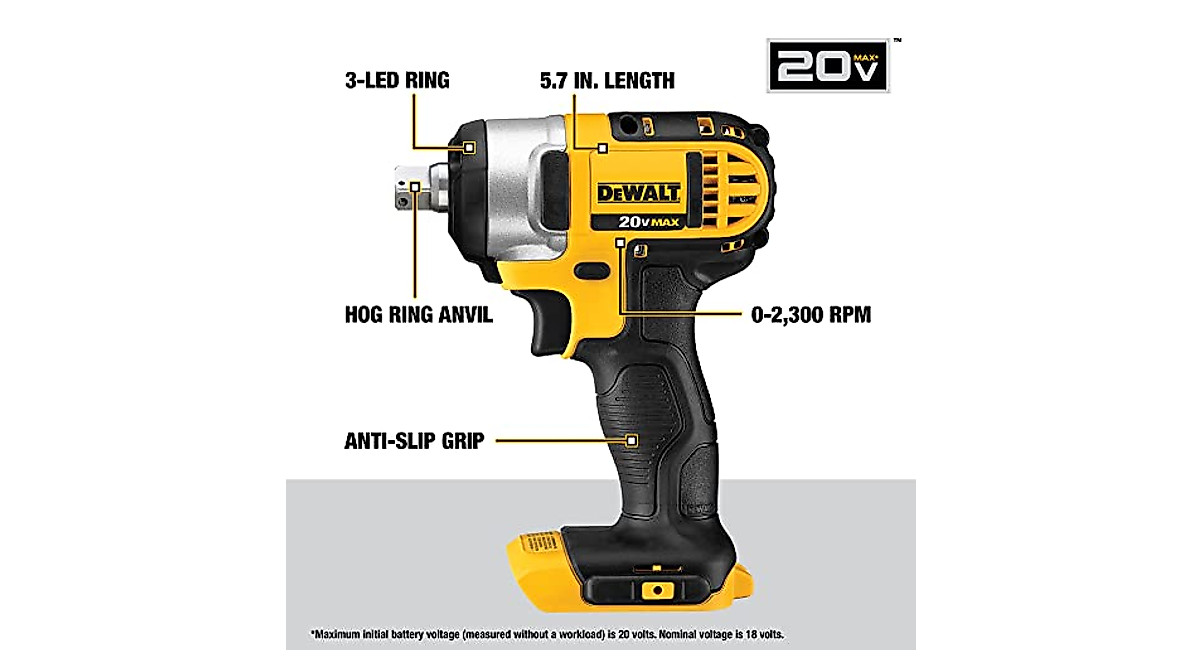 DEWALT 20V MAX 1/2" Cordless Impact Wrench - Compact Power