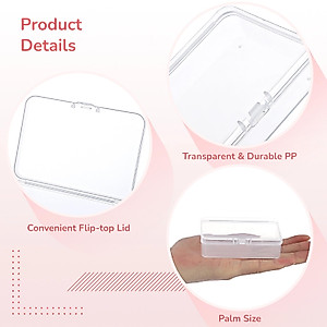 BATTIPAW 12PCS Hair Tie Organizer, Transparent Mini Storage Box, Rectangle Clear Plastic Storage Container, Portable Small Items Holder with Lid for Home, Offices, Business Trips, Travels (12PCS)