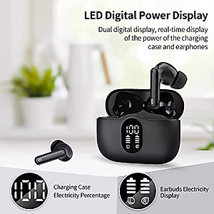 Wireless Earbuds Bluetooth Headphones LED Power Display Earphones Active Noise Cancelling Ear Buds with Charging Case Bluetooth 5.3 Hi-Fi Stereo in-Ear Earbuds for iPhone/Android/PC/Laptop (Black)