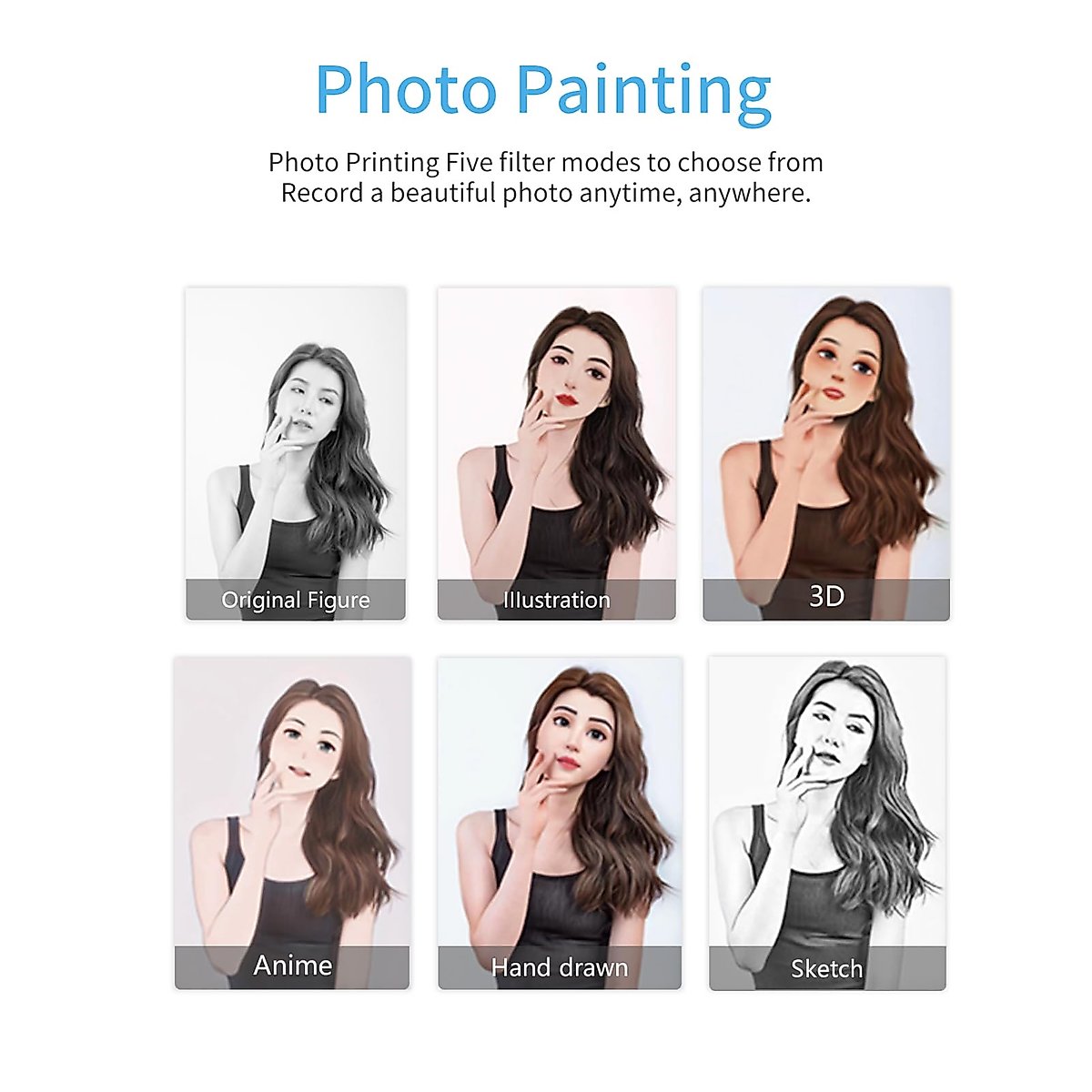 HXBER Mini Printer, Mini Pocket Thermal Instant Photo Printer Label Maker Machine BT Wireless Connect Compatible with Android or iOS APP Support Receipt Label Memo Sticker Notes Lists Scrapbook DIY