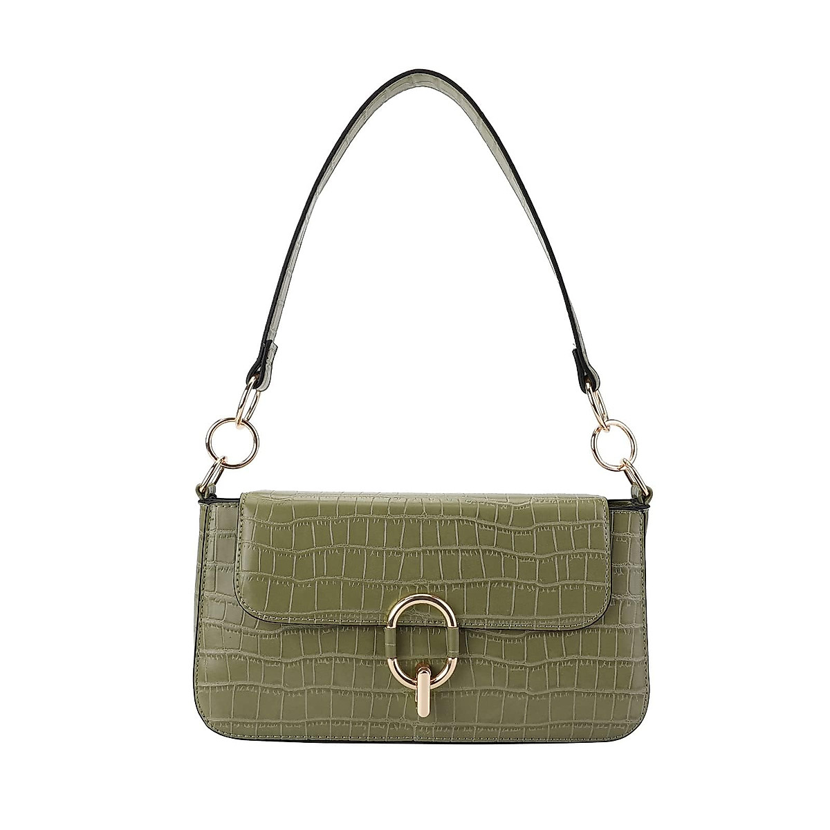 MAXWISE Women Shoulder Bag Handbag Crossbody Crocodile Pattern Designer shoulder Bags Chic Retro Purse PU Leather Handbag for Women (KHAKI)