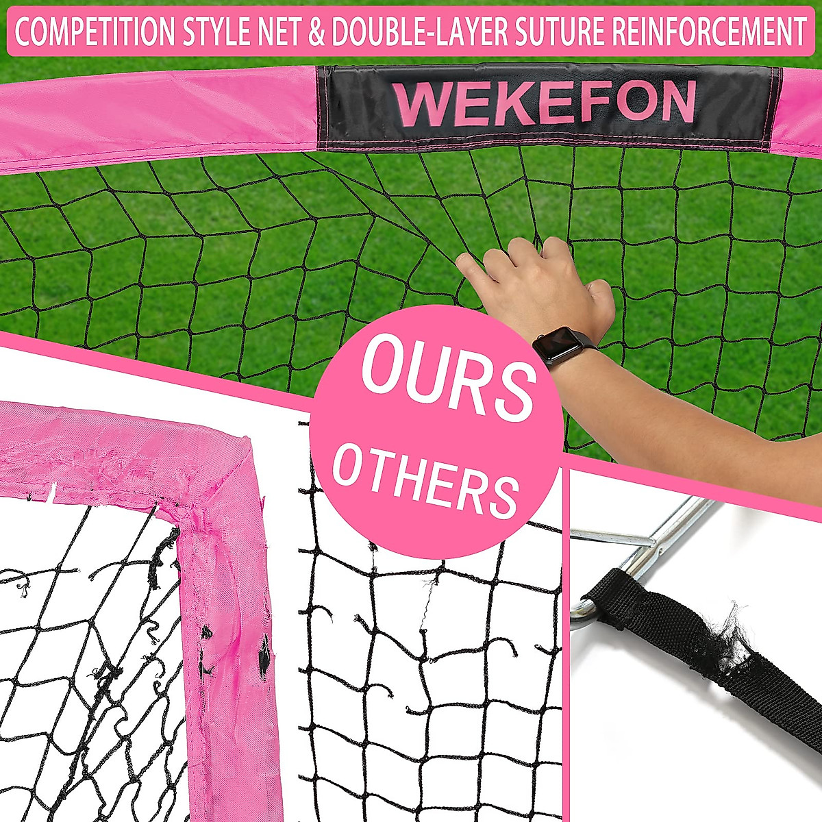 WEKEFON Soccer Goal 5' x 3.1', Pink, Portable for Backyard Games & Training, 1 Pack