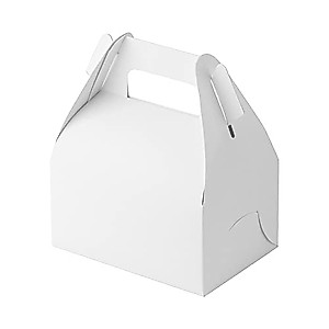 LEXININ 100 Pack White Favor Treat Boxes, 4.5 x 3 x 5.5 Inch Gable Paper Gift Boxes, Gable Treat Goodie Boxes for Birthday Weddings Party Decoration Supplies