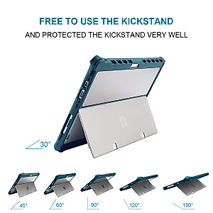 Youtec for Microsoft Surface Pro 7 Plus/Pro 7/Pro 6/Pro 5/Pro 4 Case, Surface Pro Rugged Folio Protective Cover with Pen Holder Compatible with Type Cover, Kickstand for Surface Pro 4/5/6/7/7 Plus