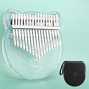 YAEL Kalimba 17 Keys Transparent Acrylic Panda Thumb Piano Note Carved Starter Finger Piano with Kalimba Case Tune Hammer Study Booklet Stickers