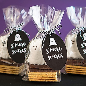 Gusseted Flat Bottom Cellophane Bags with Paper Insert 50Pcs 4x2x8 Inches Smore Bags