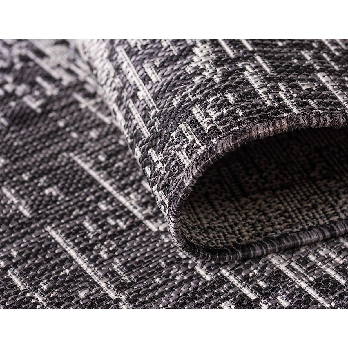 Unique Loom Outdoor Modern Collection Area Rug - Ombre (5' 1" x 8' Rectangle, Charcoal Gray/ Ivory)