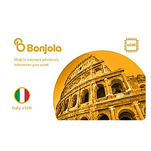 Bonjola Italy Prepaid eSIM - 3GB Instant Mobile Data. Italy Travel SIM Card. Fast and Reliable 4G/5G Internet for 30 Days. No Physical SIM Required, iPhone and Android, Supports Hotspot