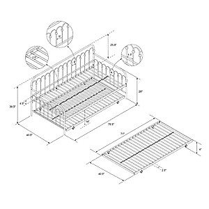 Novogratz Bright Pop Twin Metal Daybed and Trundle, Stylish & Multifunctional, Built-in Casters, White