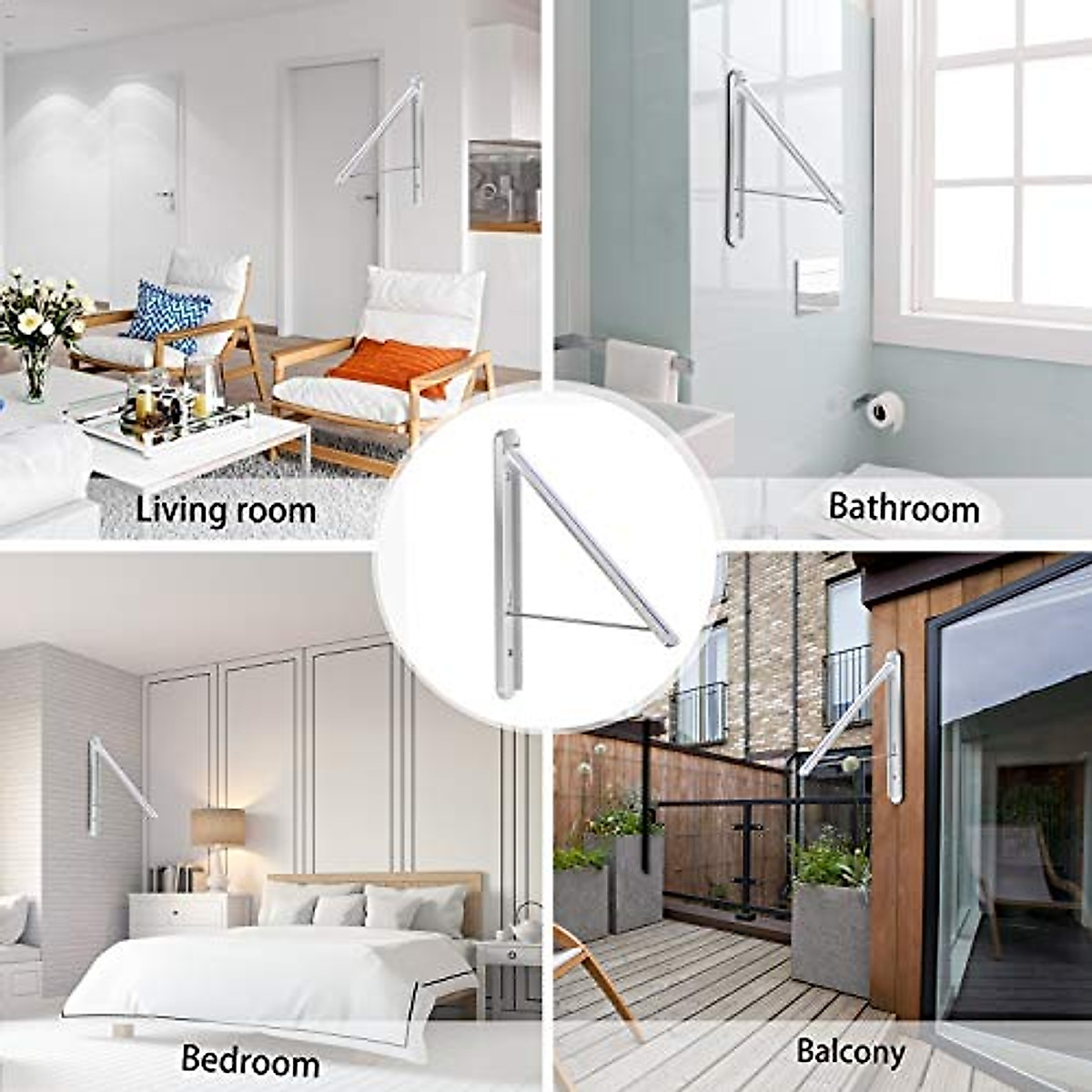 Ithywat Clothes Drying Rack,Wall Mounted Clothes Hanging Rack,Retractable Folding Hanger,Laundry Room Organization,Drying Racks for Laundry,Bathroom,Garage,Indoor&Outdoor Aluminum1pcs