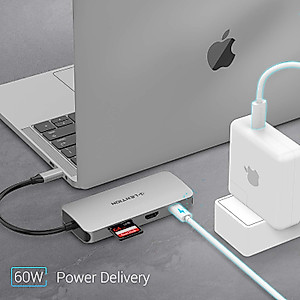 LENTION USB C Hub with 4K HDMI, VGA, SD/Micro SD Card Reader, 3 USB 3.0, Type C Charging Adapter Compatible 2022-2016 MacBook Pro, New Mac Air/Surface, Chromebook, More (CB-CE55, Space Gray)