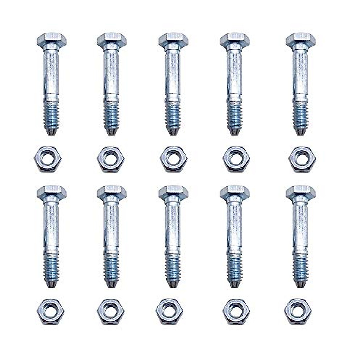 Pro-Parts 10PK Shear Pins and Nuts for Ariens 532005 53200500 Snow throwers
