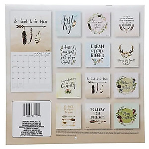 EABC 2024 Wall Calendar FOLLOW that DREAM 12 Month Illustrated Art Arrow Decoration Plan Ahead At A Glance 11' x 11" (bundle with KCBrand Sticker/gel pen) Home Office Inspiration Quotes