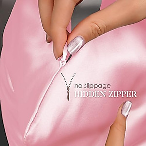 LULUSILK Pink Silk Pillowcase for Hair and Skin, Mulberry Silk Pillow Case with Zipper Closure, Standard Size, Pack of 1