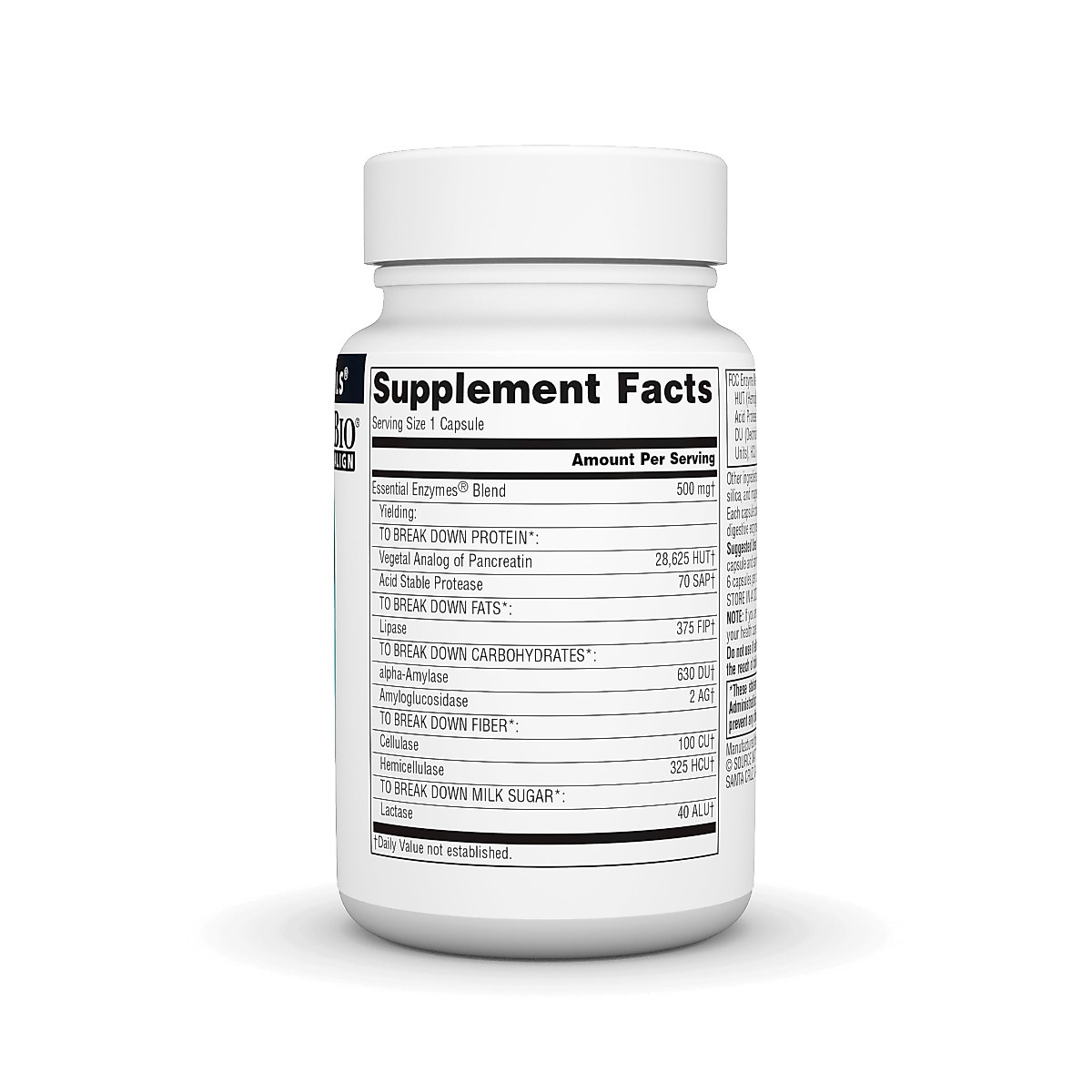 Source Naturals Essential Enzymes 500mg Bio-Aligned Multiple Enzyme Supplement Herbal Defense for Digestion, Gas, Constipation & Bloating Relief - Supports A Strong Immune System - 60 Capsules