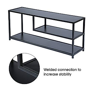 HOME BI TV Stand for 50-55 Inch TV, Entertainment Center with Storage, Wood Console for Living Room, Black Cabinet with Metal Frame