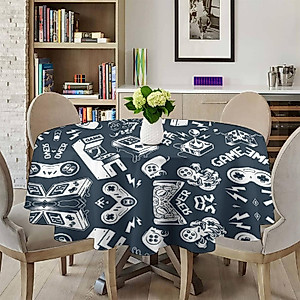 Abstract Watercolor Video Games Waterproof Washable Tablecloths Retro Gamepad Themes Video Game for Dining Table Buffet Parties and Camping 36x36in