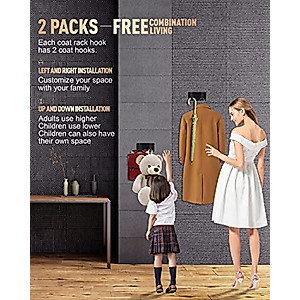 MrsJeggy 2 Pack Waterproof Folding Hideaway Coat Hooks，Retractable Hook，Space-Saving Hanger，Coat Hooks Wall Mounted，Aluminum Heavy Duty Wall Hooks，Wall Mounted Folding Coat Rack for Hat，Towel，Bag，Key