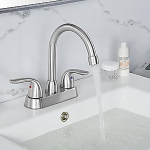 VCCUCINE Bathroom Faucet Brushed Nickel, Bathroom Faucets for Sink 3 Hole, 4 Inch Centerset 2 Handle Bathroom Sink Faucet, 360° Swivel Spout Bath Rv Lavatory Vanity Faucet