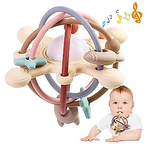 Baby Sensory Teething Teether Toys - Soft Food Silicone Teething Toys for Babies 0-6 6-12 Months, Baby Rattle Montessori Chew Infant Toys, Christmas Birthday Baby Shower Gifts for 0-36 Months Baby