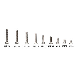 Guard4U 300Pcs Metric M2 Stainless Steel Phillips Countersunk/Flat Head Machine Screws Nuts Assortment Kit- M2x 4mm/ 6mm/ 8mm/ 10mm/ 12mm/ 14mm/ 16mm/ 18mm/ 20mm