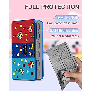 Xinocy for Nintendo Switch Game Case with 24 Game Holder Slots and 24 SD Micro Card Slots for Nintendo Switch/Lite/OLED,Cute Cartoon Games Cartridge Cases for Boys Kids Girls Kawaii Storage Box, Maro1