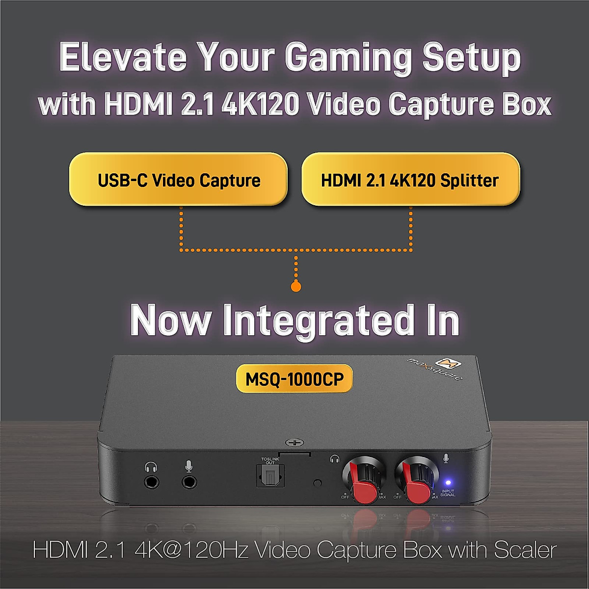 MAXSQUARE HDMI 2.1 Gaming 4K120Hz Video Capture Card/Splitter, HDMI2.1 loopout USB3.1, 4K2K/1080p 120 FPS, Ultra-low Latency, for OBS, Audio Extraction, Record,Stream with PC, XBOX, PS5, TAA Compliant