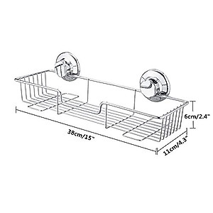 SANNO Suction Cup Shower Caddy with Hooks,Powerful Suction Cup Bathroom Shower Caddies,Bath Shelf Storage Combo Organizer Basket, Bathroom Accessories for Shampoo Conditioner Rustproof Stainless Steel(set of 2)