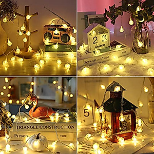 Globe String Lights Battery Operated Outdoor Lights with Remote Timer 20FT 40 LED Fairy Lights Indoor Outdoor Waterproof Hanging Lights for Patio Gazebo Balcony Garden Bedroom Christmas Décor Yummuely