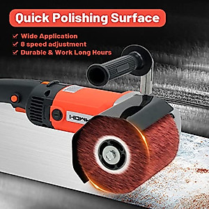 Burnishing Polishing Machine, Handheld 1400W Electric Sander Polisher Set 110V Wire Drawing Machine for Metal Stainless Steel Wood Surface Paint Polishing with One Wheel, 8 Variable Speed, Lock Switch