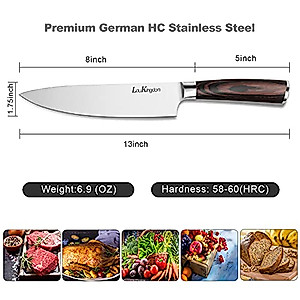 LauKingdom Chef's Knife 8 Inch High Carbon German Stainless Steel with Ergonomic Handle, Super Sharp, Cooking Knife with Gift Box