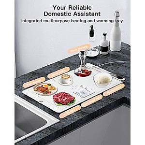 Food Warming Mat, Warming Mat for Food, Food Warmers for Parties, Upgraded Graphene Full Surface Heating Warming Tray, 6 Heat Settings and 6 Heat Timed Functionality for Parties Buffet, Daily Life Use