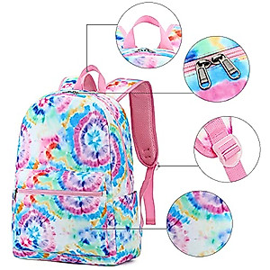Bluboon School Backpack for Girls Teens Bookbag Set Laptop Backpack Lunch Box with Pencil Bag (Tie Dye Blue)