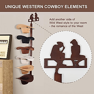 CANWUPON Cowboy Hat Rack Holder for Wall - Wild Western Style Design Hat Organizer with 6 Hat Hooks for Wall Mount, Hat Stand and Hanger for Storage and Organization (Cowboy Lover)