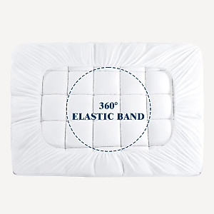 SAKIAO Mattress Topper, Extra Thick Cooling Mattress Pad for Back Pain, Breathable Fluffy Ultra Soft Pillow Top Down Alternative Fill Mattress Pad Cover (White, King)