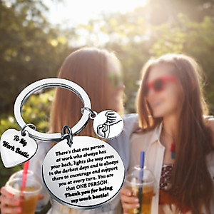 MYOSPARK Work Bestie Keychain Gift Colleague Friend Gift Work Friend Thank You Gift Best Friend Gift Coworker Jewelry for Her (Work Bestie KC)